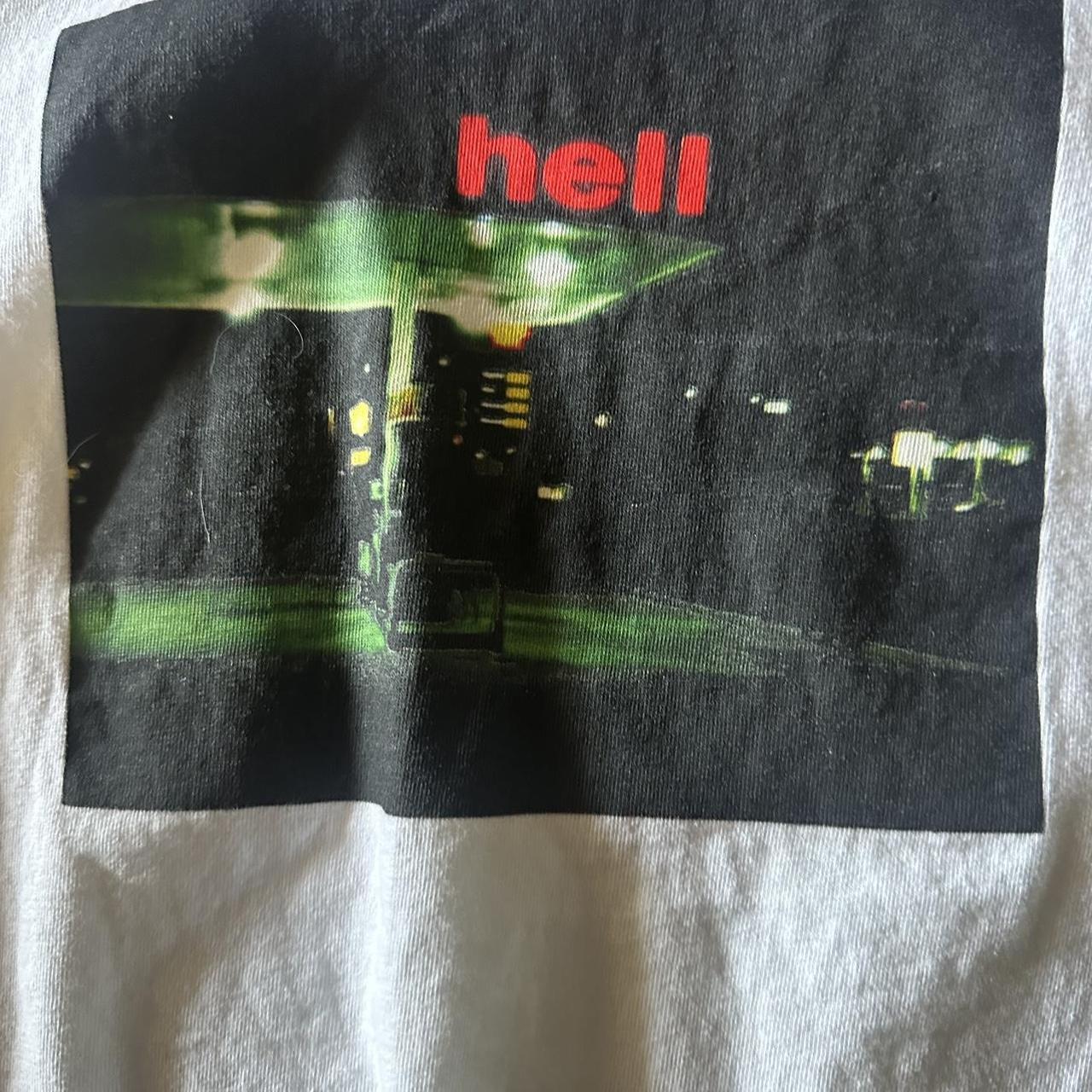 white supreme hell shirt size mens large. worn once... - Depop