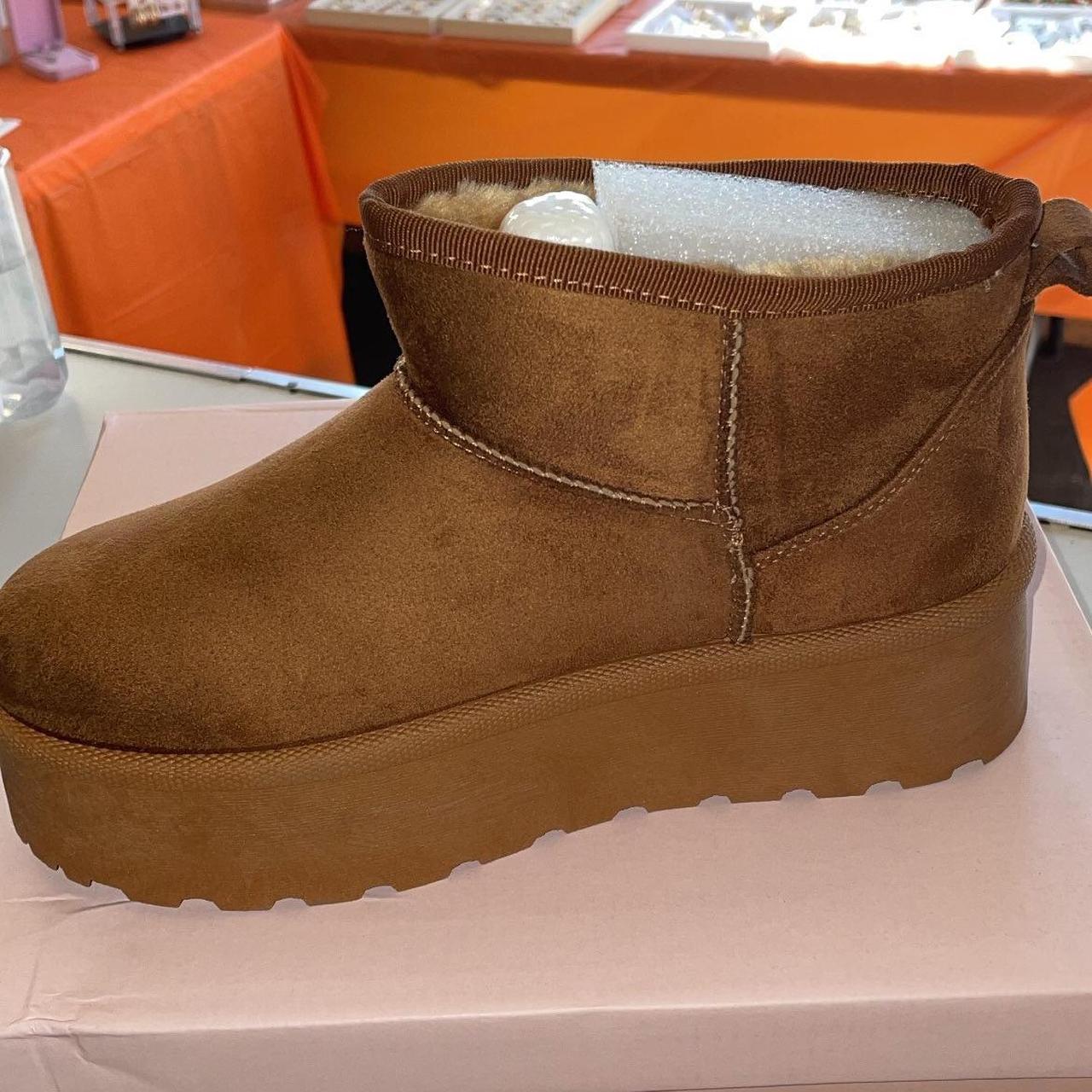 BRAND NEW Brown platform booties True size FINAL... - Depop