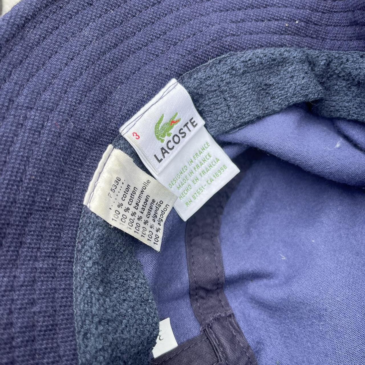 Vintage Lacoste navy blue bucket hat 100%... - Depop
