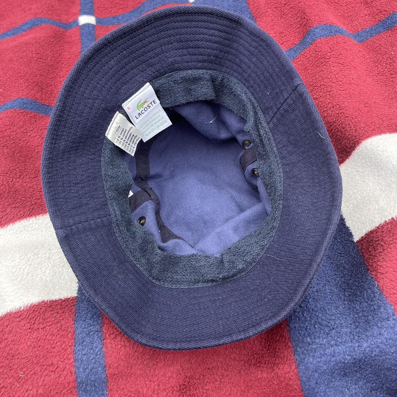 Vintage Lacoste navy blue bucket hat 100%... - Depop