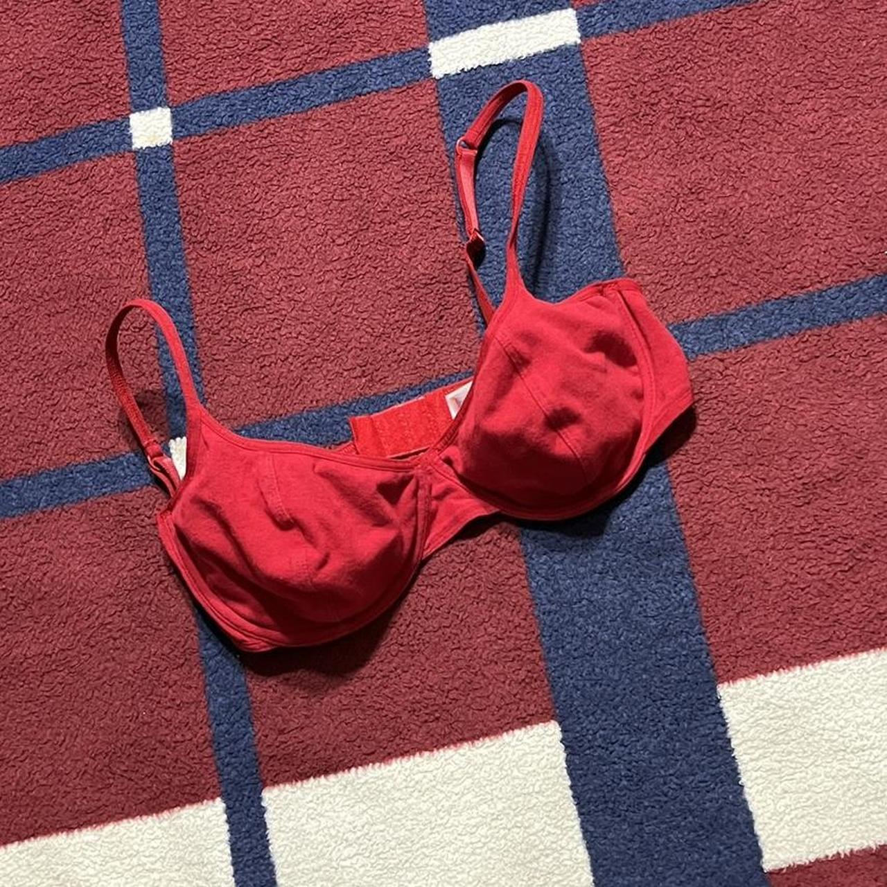 Kenji faded red cotton bra Women’s 36C - Depop