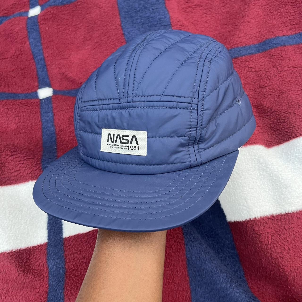 Mad Engine NASA blue quilted nylon hat Insignia strap | Depop