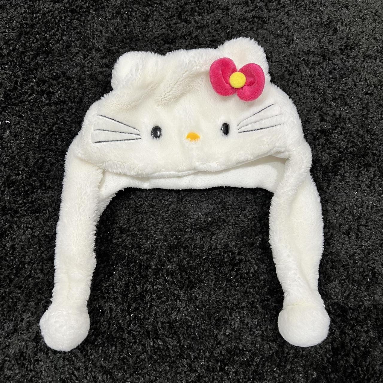furry hello kitty hat. fit smaller head - Depop