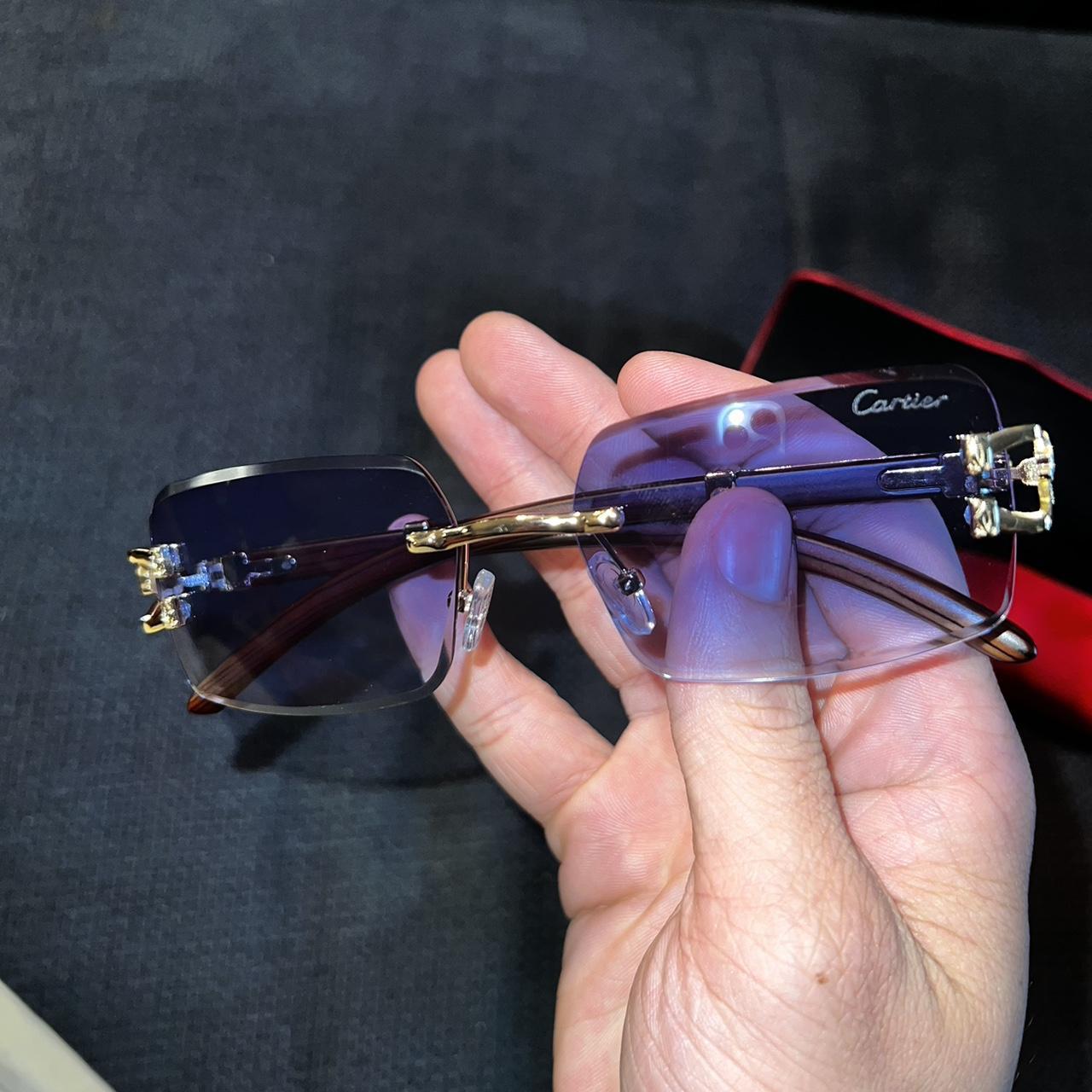 Blue Tint Cartier Glasses Dark Brown Arm Never Worn Depop