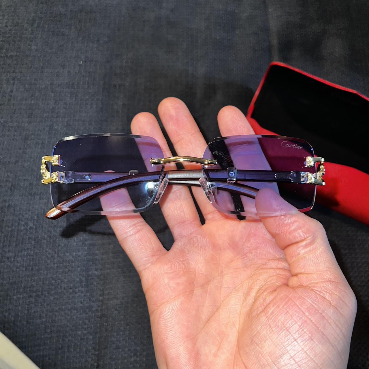 Blue Tint Cartier Glasses Dark Brown Arm Never Worn Depop