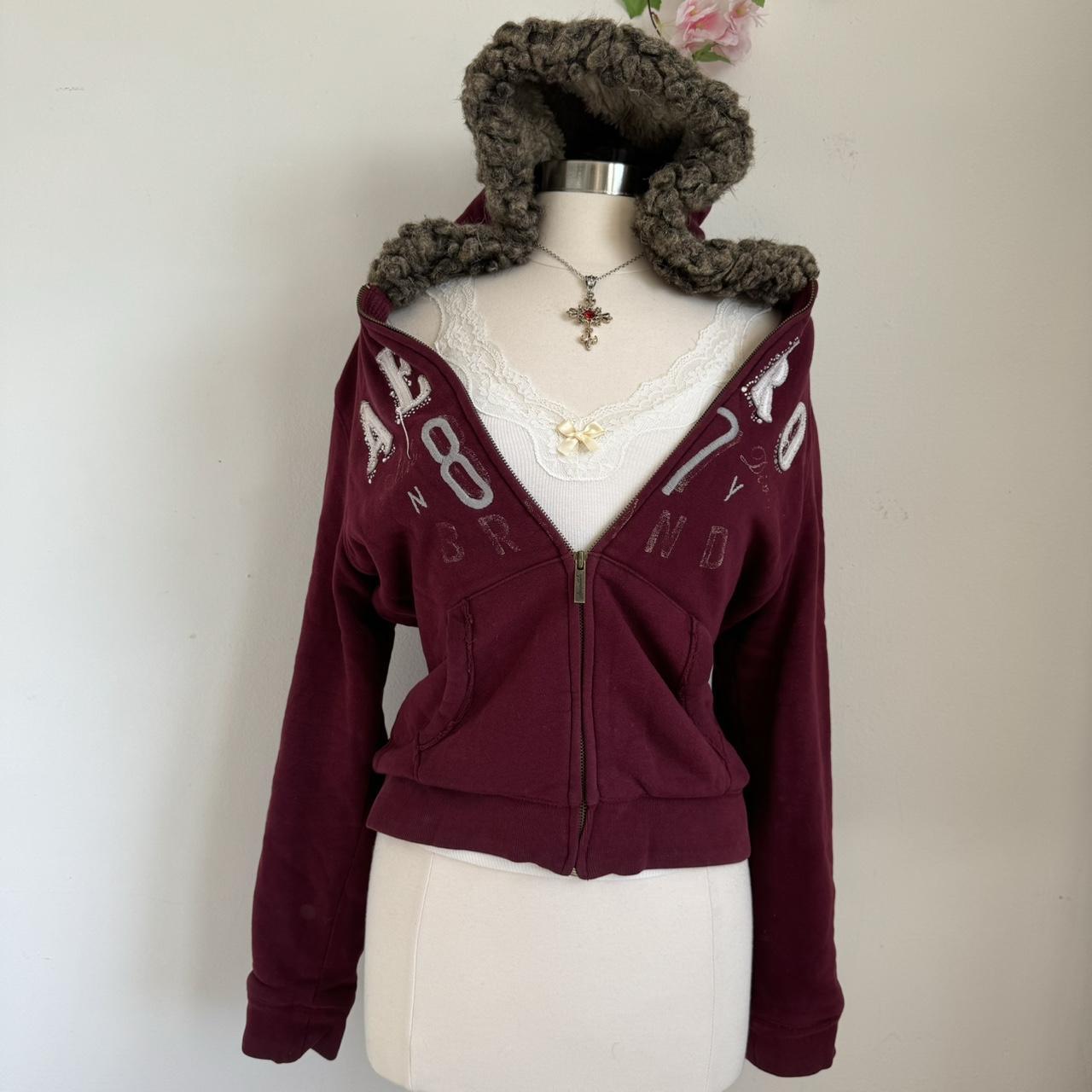 Y2K Zipper Faux Fur Hood Super Mcbling Faux Fur Zip... - Depop