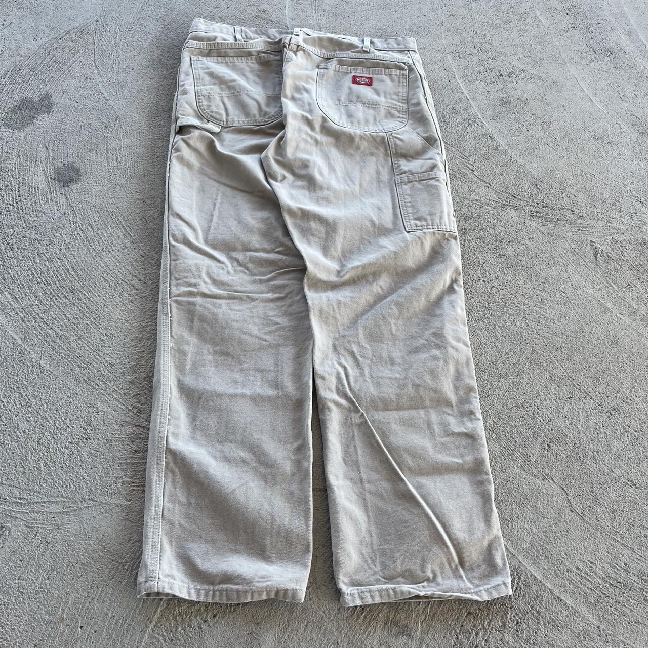 Distressed tan dickies workwear canvas pants size... - Depop