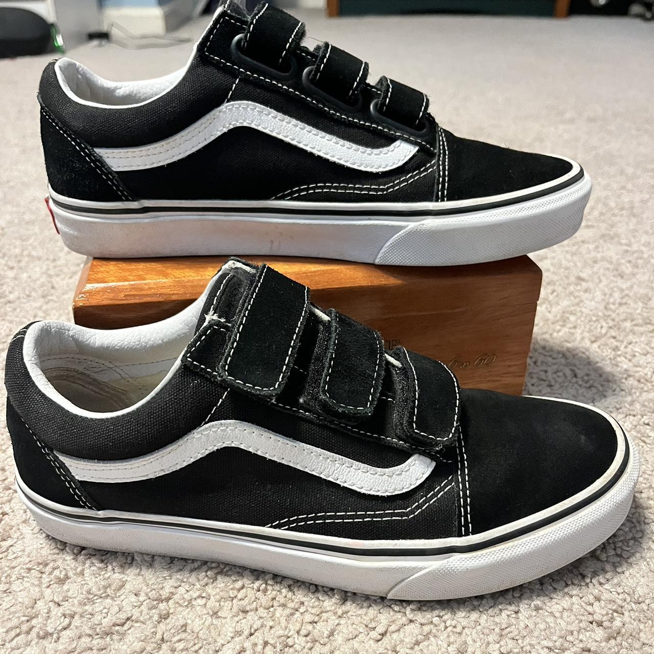 Old Skool velcro Vans. Good condition minor scuffs... - Depop