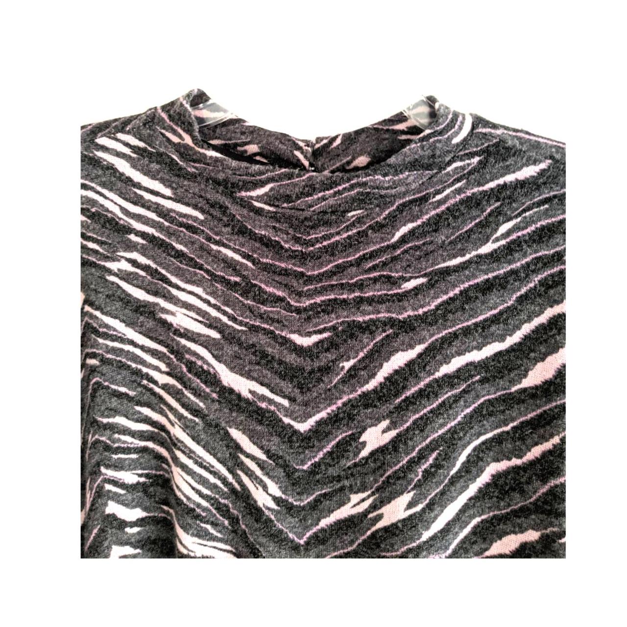 Torrid Dark Grey Pink Zebra Print Hacci Mock Neck... - Depop