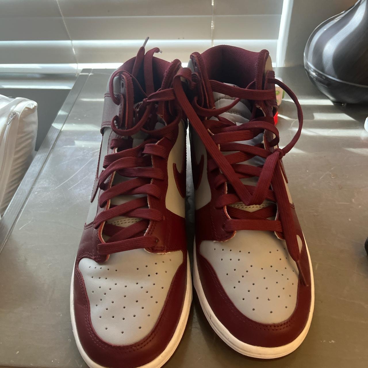 grey and maroon nike shoes - Depop