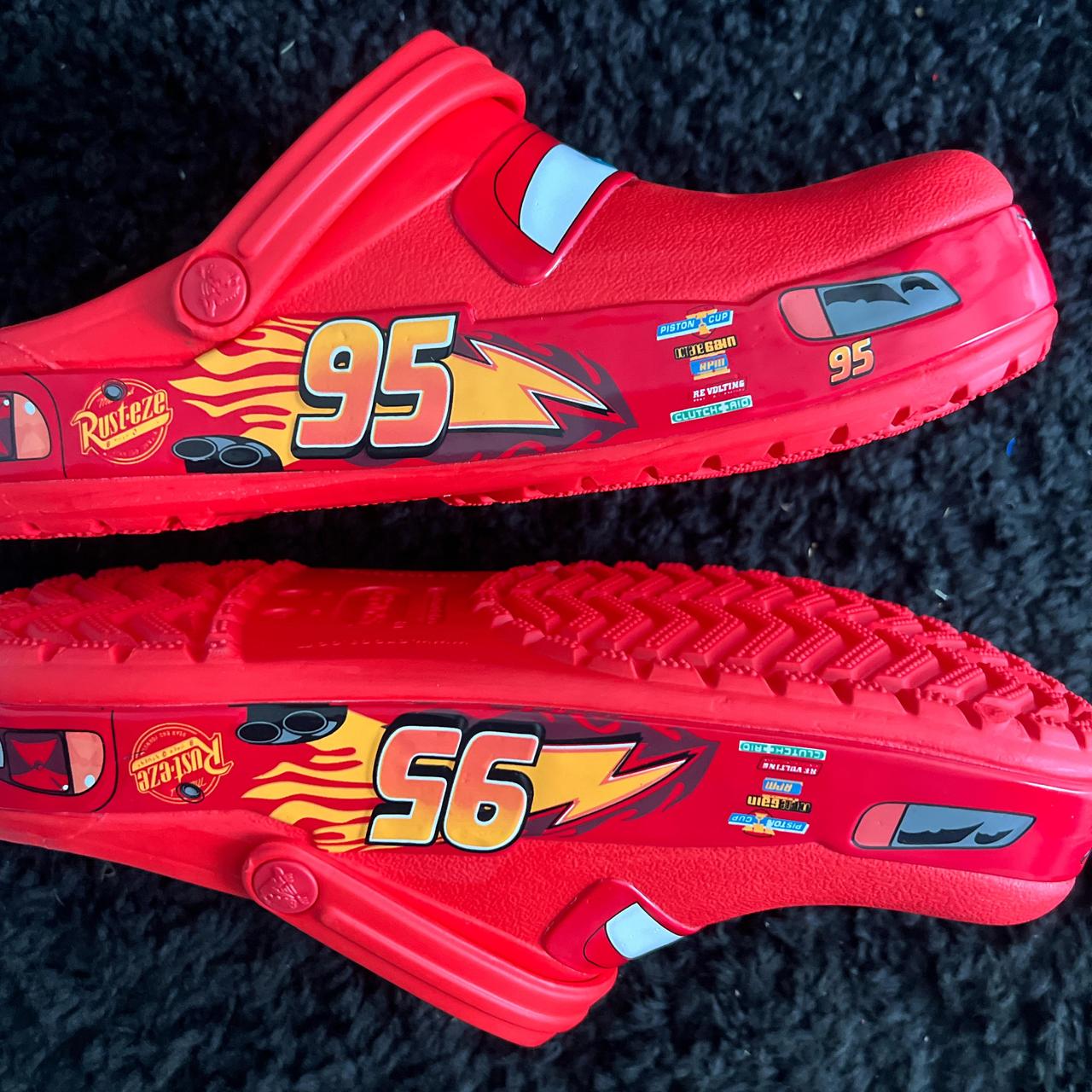 Lightning mcqueen crocs sz 7 mens/sz 9 womens 1-3... - Depop