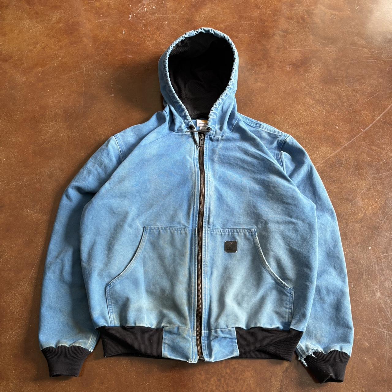 VTG 00s Carhartt J360 ELB Blue Virgil Hooded Work... | Depop