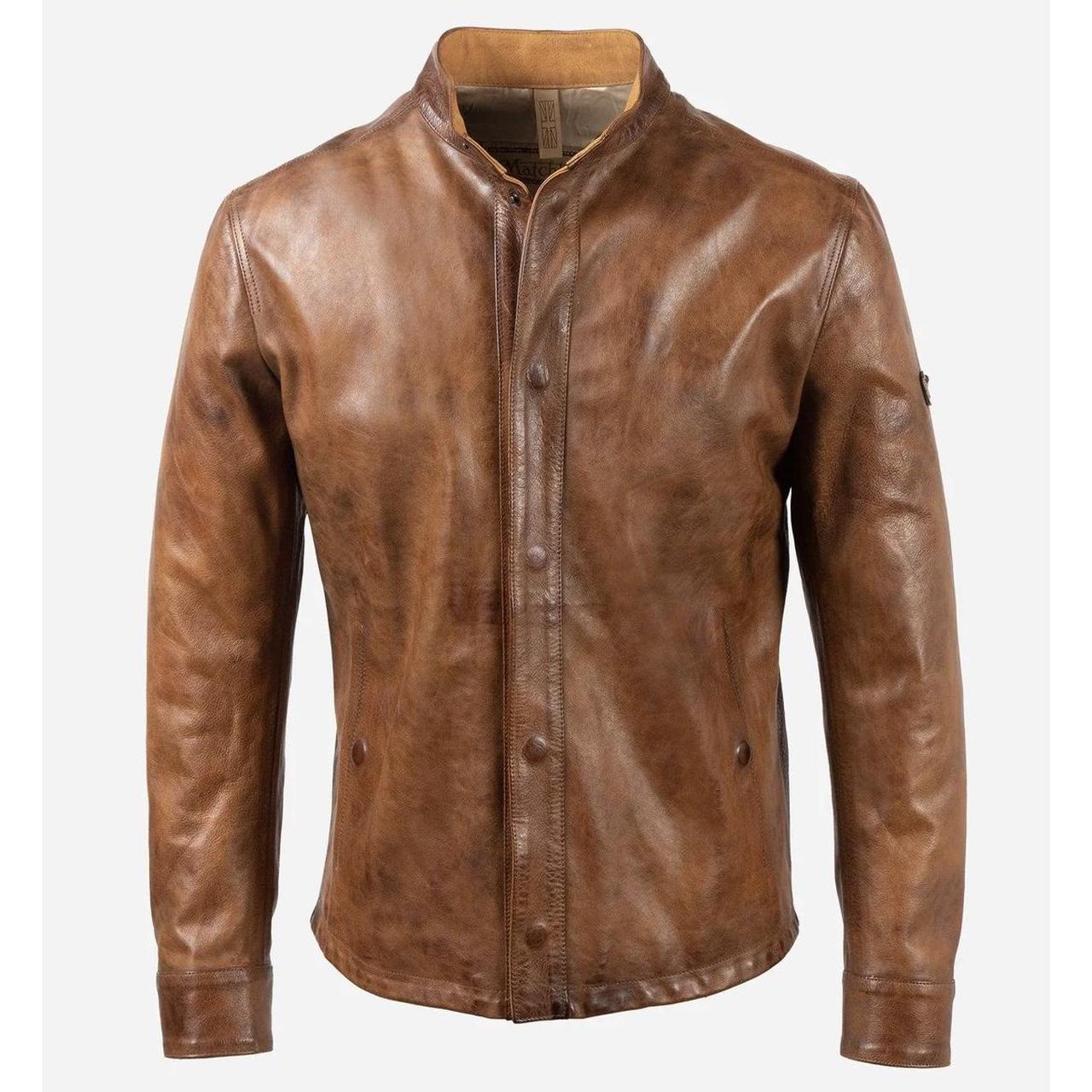 Leather. Central flap with covered buttons; two... - Depop