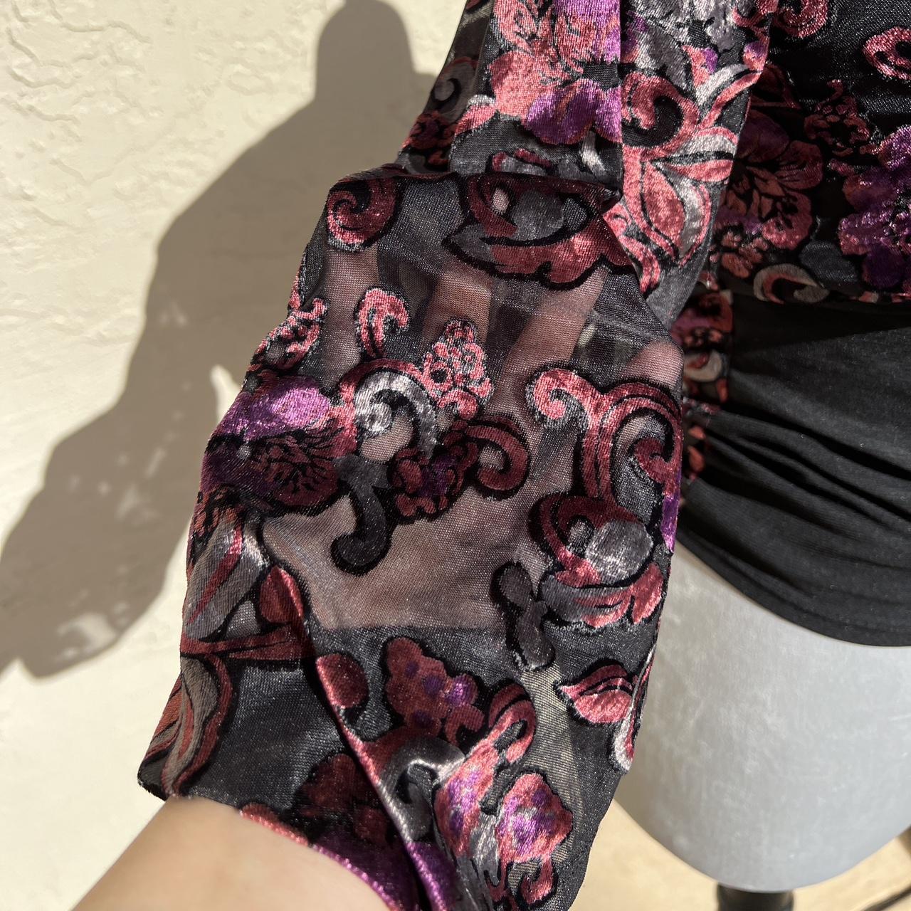 Y2k velvet mesh top °3/4 length sleeves °sheer... - Depop
