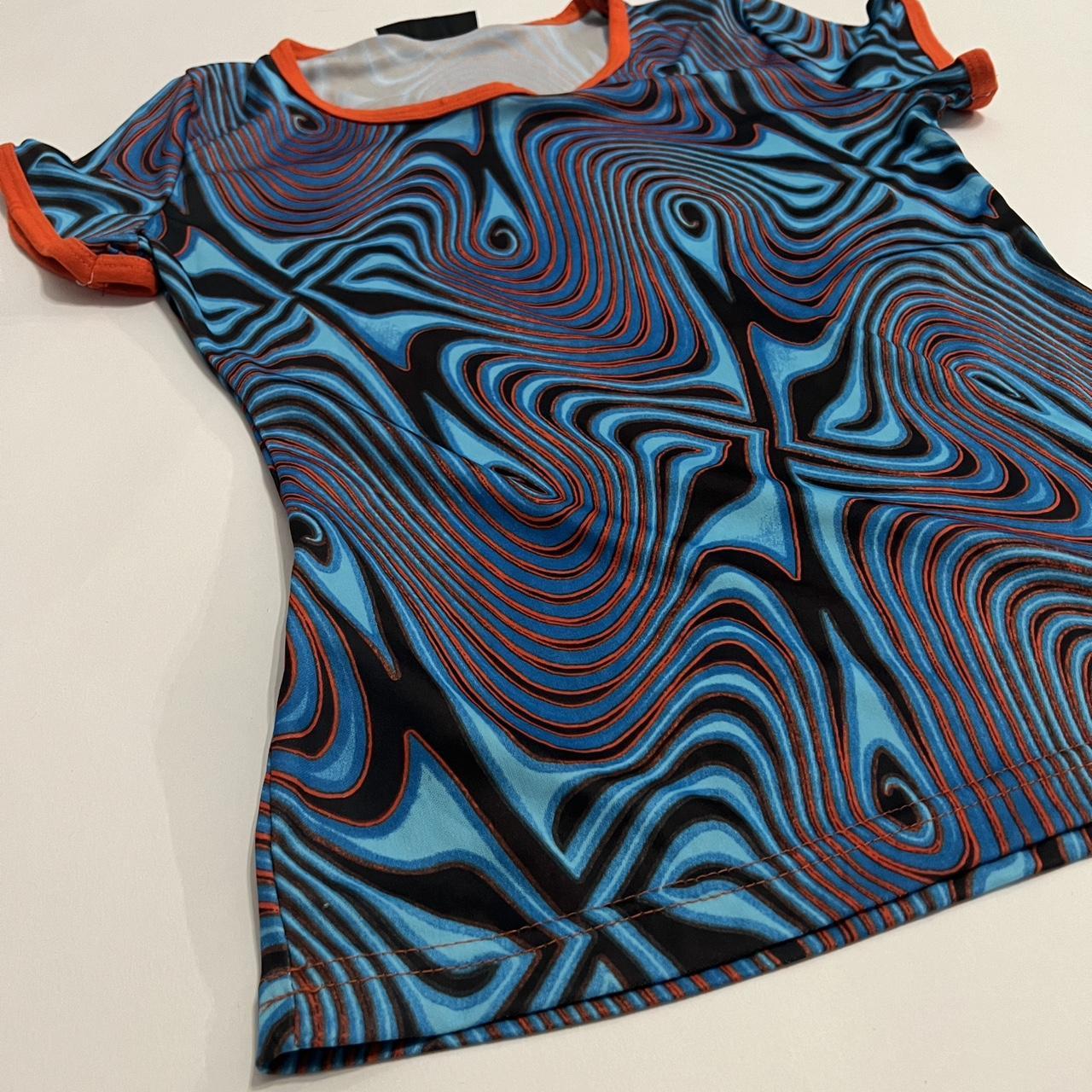 Vintage euro blue and orange psychedelic pattern... | Depop