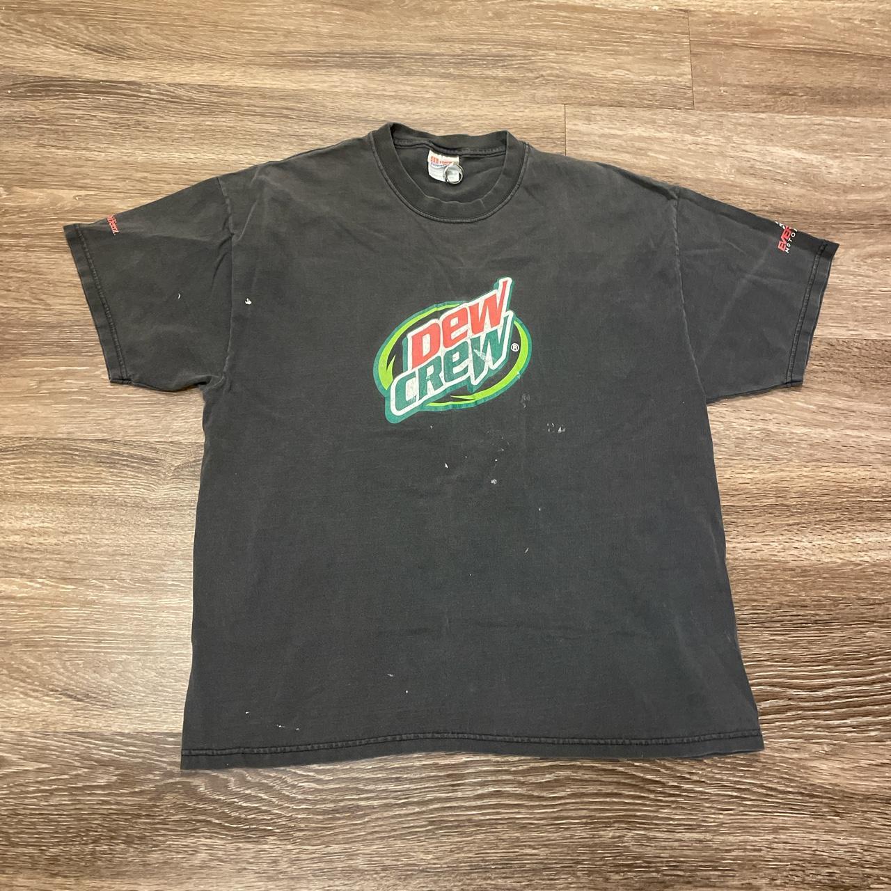 Slightly Thrashed Mountain Dew tee with great fade,... - Depop