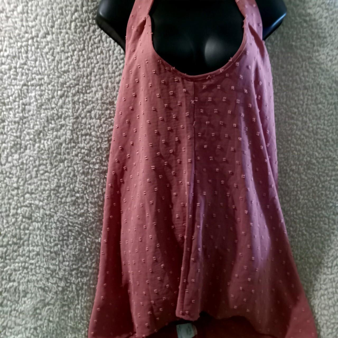 Mauve tank top with Swiss dots. Large. Gently worn. - Depop