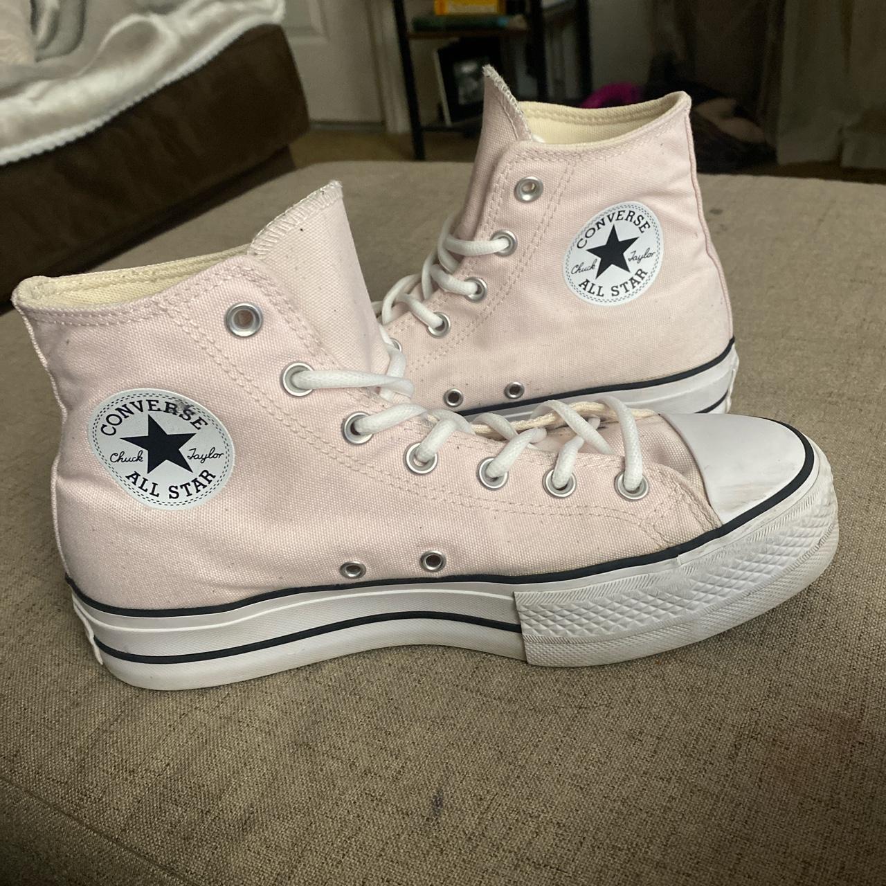 Converse platform light pink size 9 converse all... - Depop