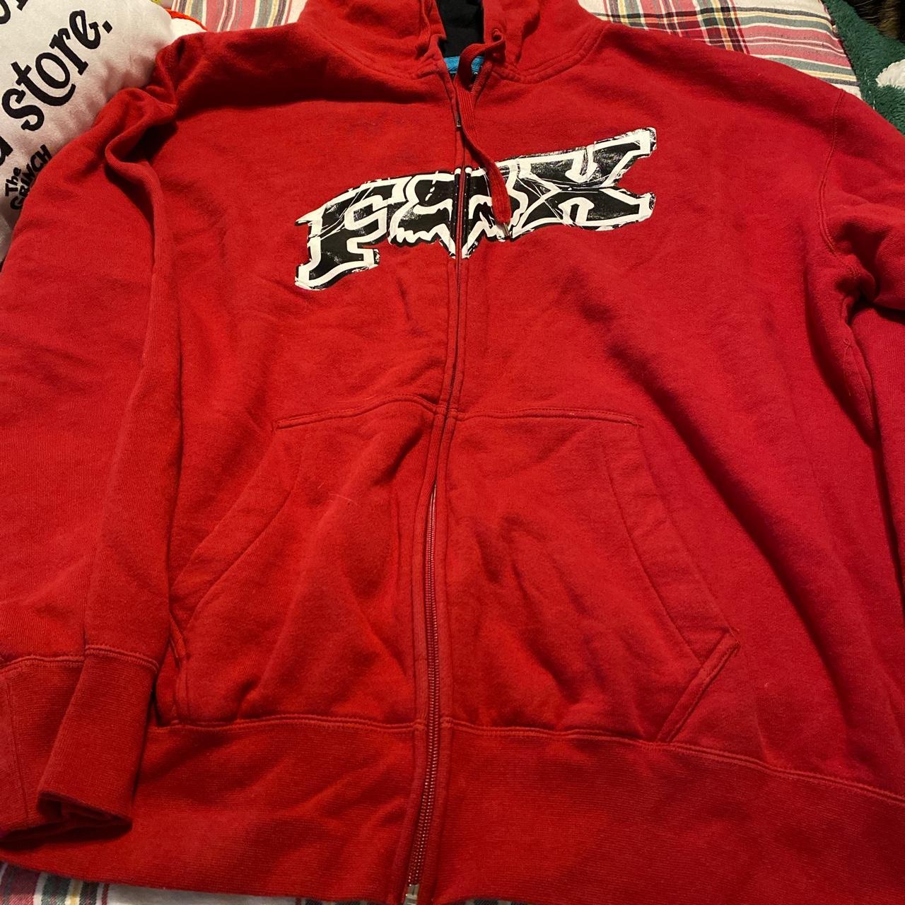 Fox red hooded zip up sweatshirt size xxl. It’s in... - Depop