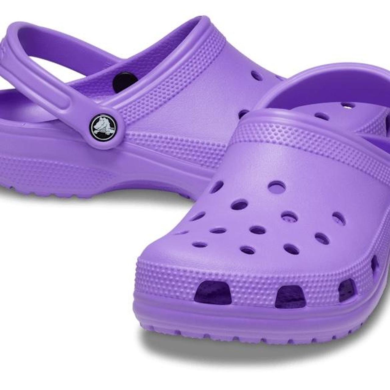 Worn only 3 times. Crocs purple clogs - super cute... - Depop