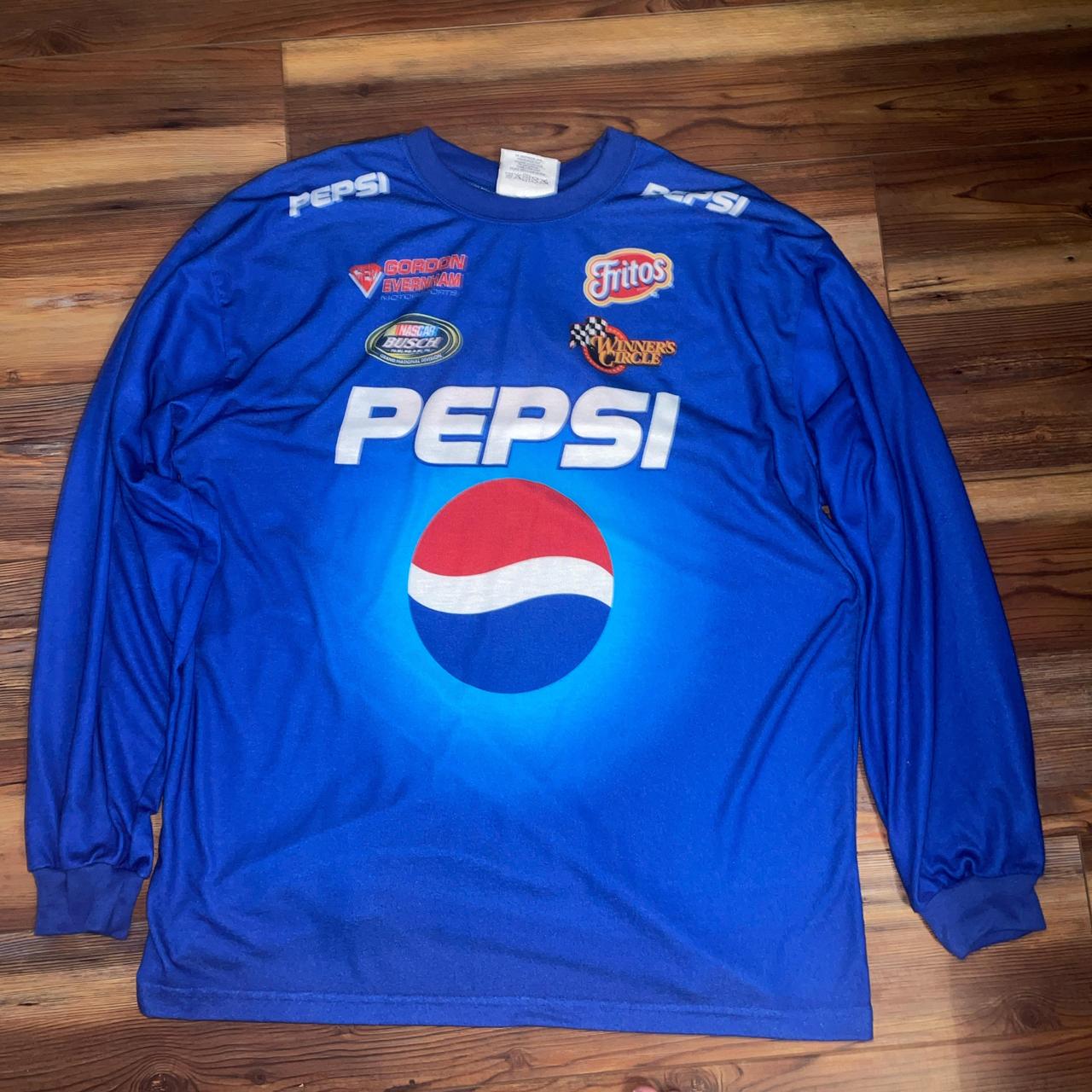 vintage 90s pepsi nascar shirt measure: pit to pit:... - Depop