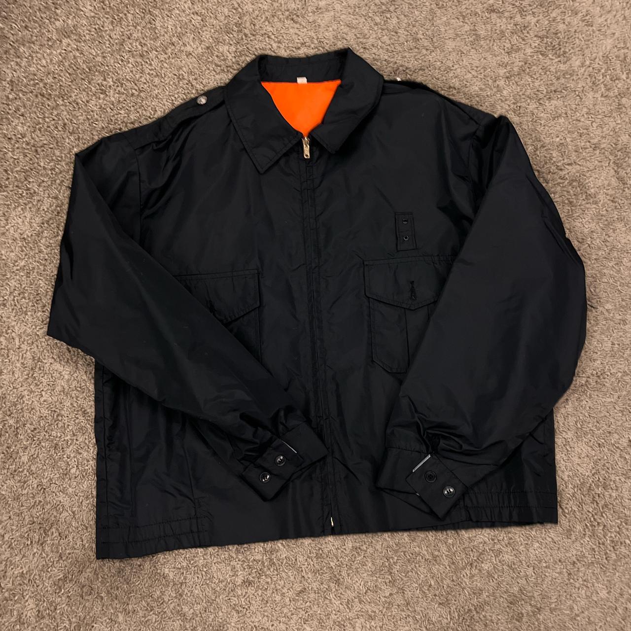 Black and orange reversible windbreaker jacket... - Depop