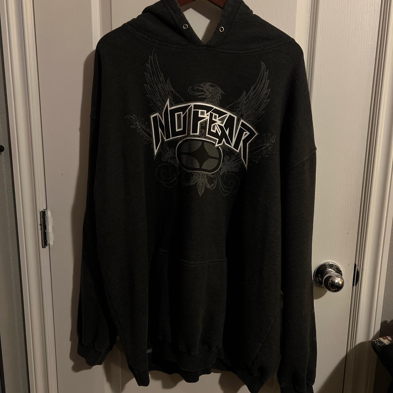 00’s Y2K Style No Fear Hoodie XX-Large No strings... - Depop