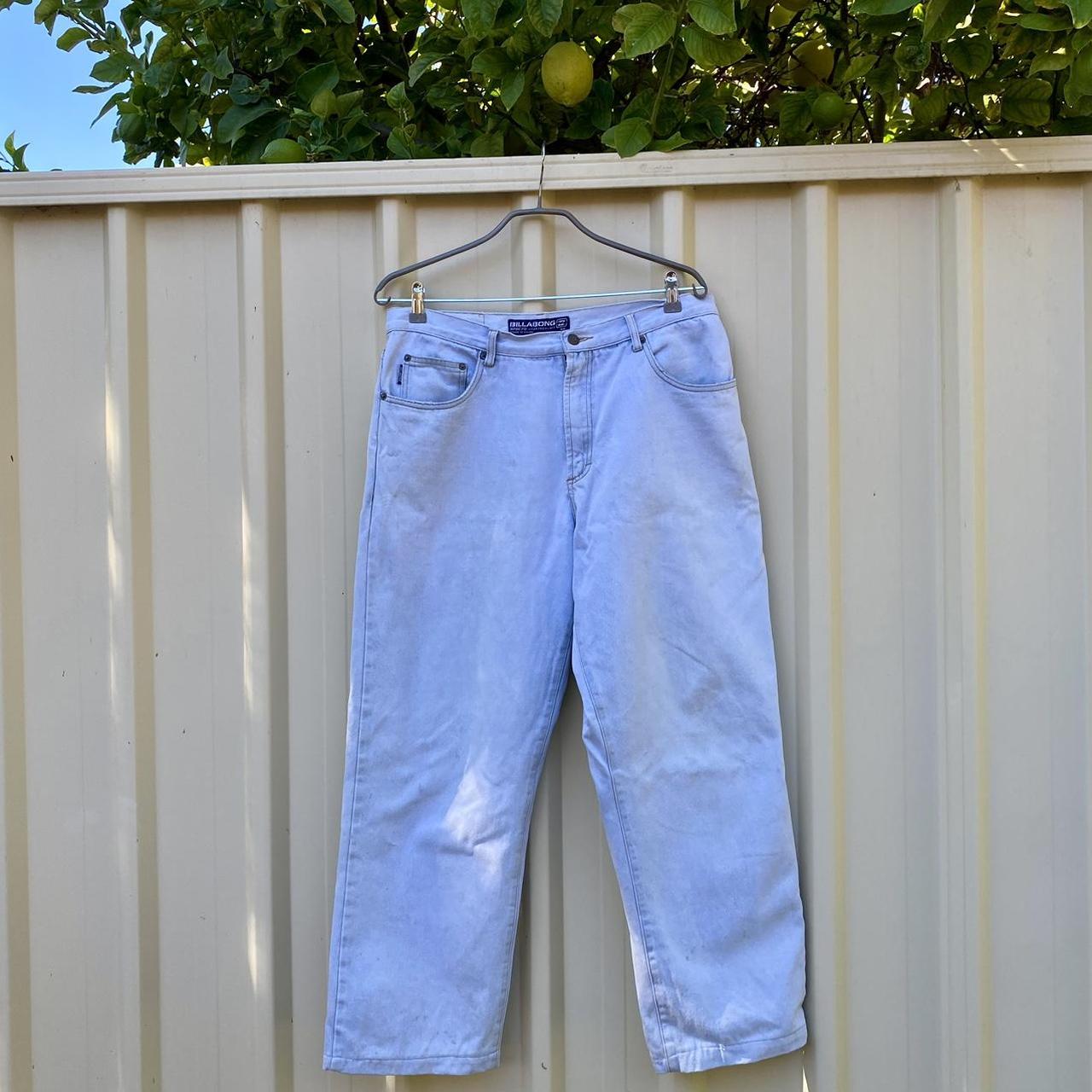 Vintage billabong straight fit white washed denim jeans - Depop