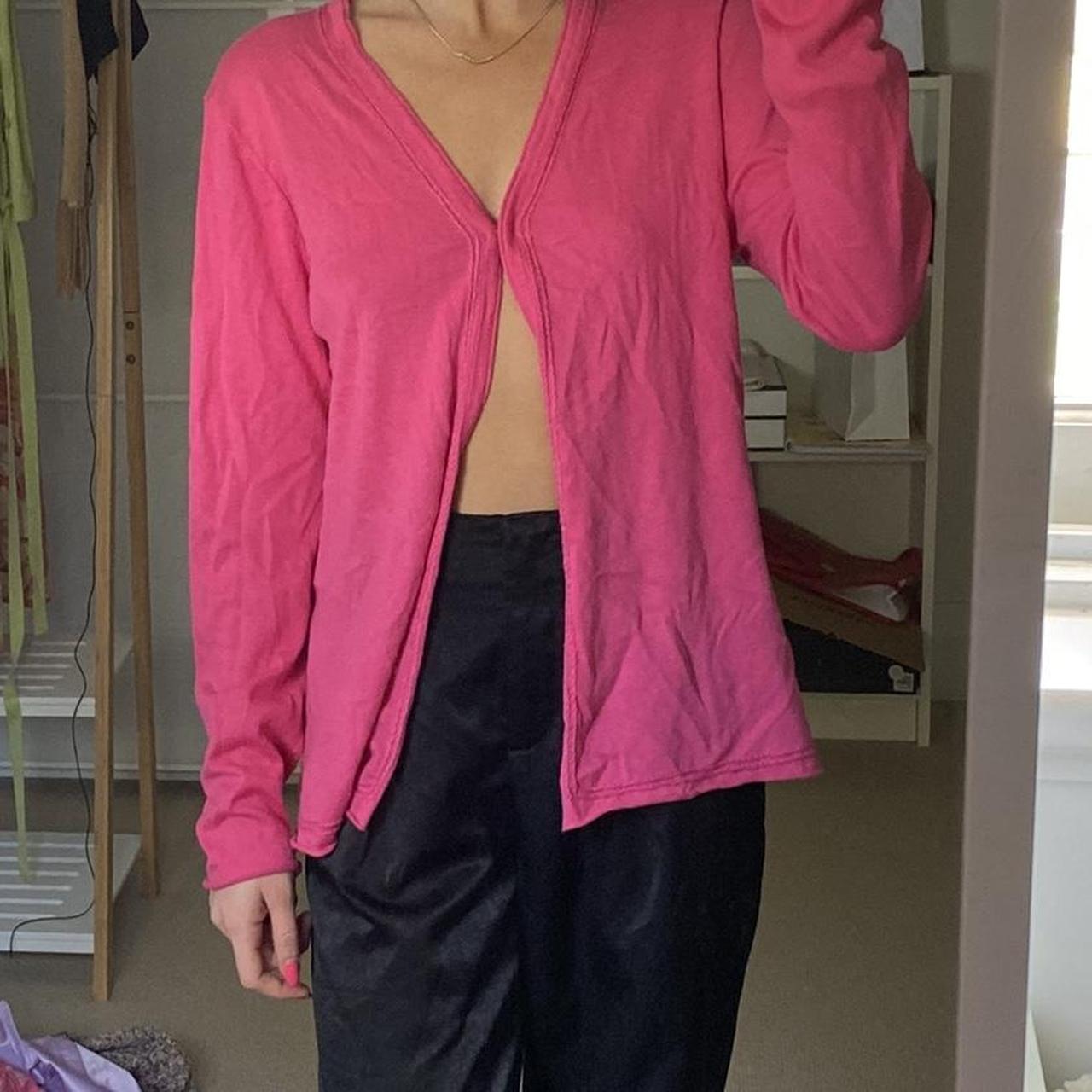 Pink cardigan perfect to dress up or throw over a... - Depop