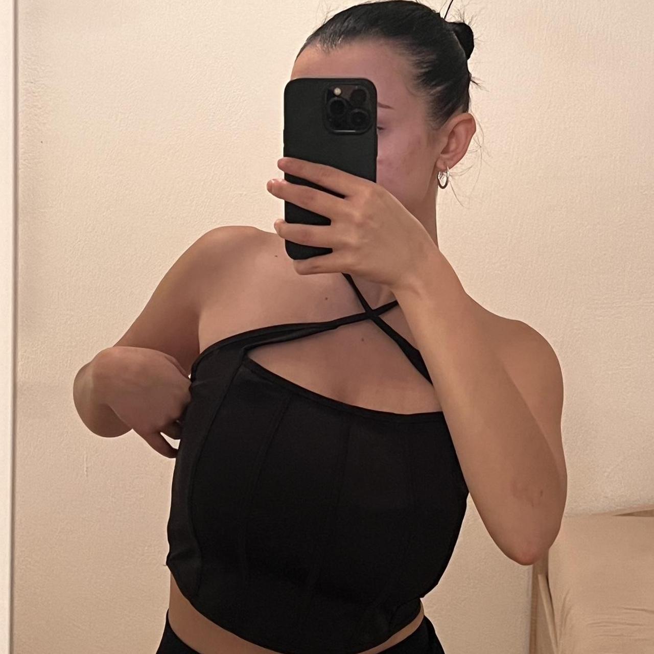 bershka - crossed top in black&white each one 15.- - Depop