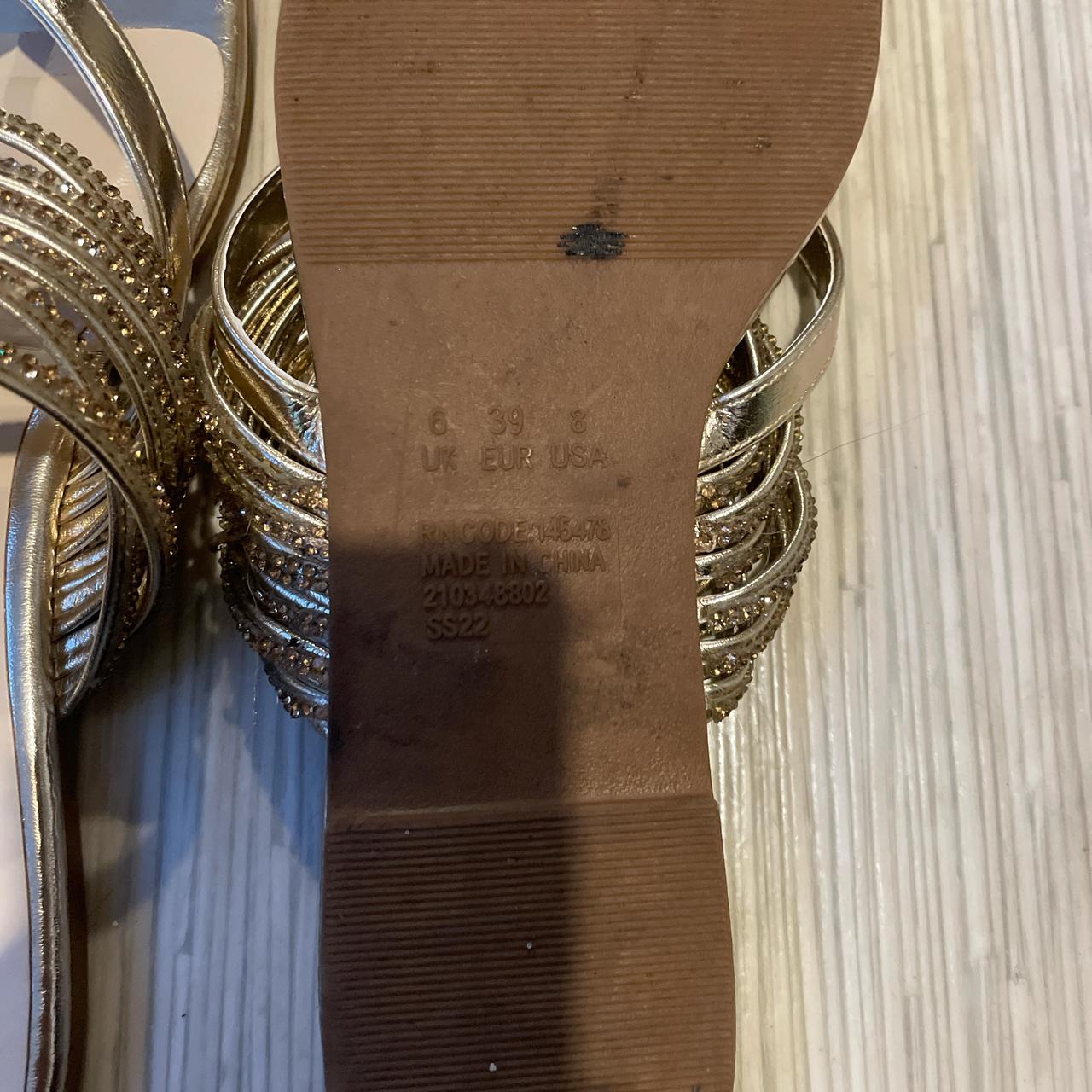 Gold sandals with gem design #shoes #sandals #square - Depop