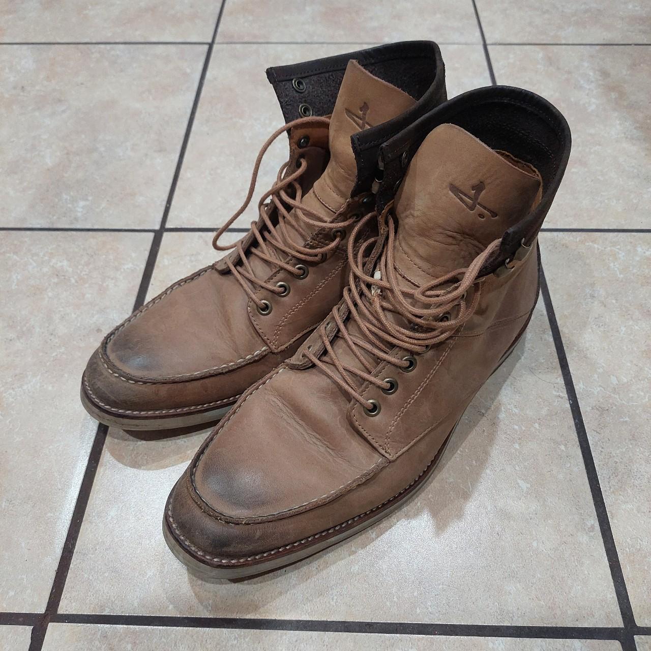 J Shoes Operator Leather Boots in Tan color Size... - Depop
