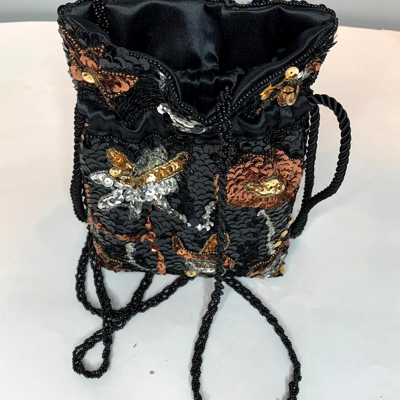 Vintage Sequin Evening Bag with drawstring - Depop