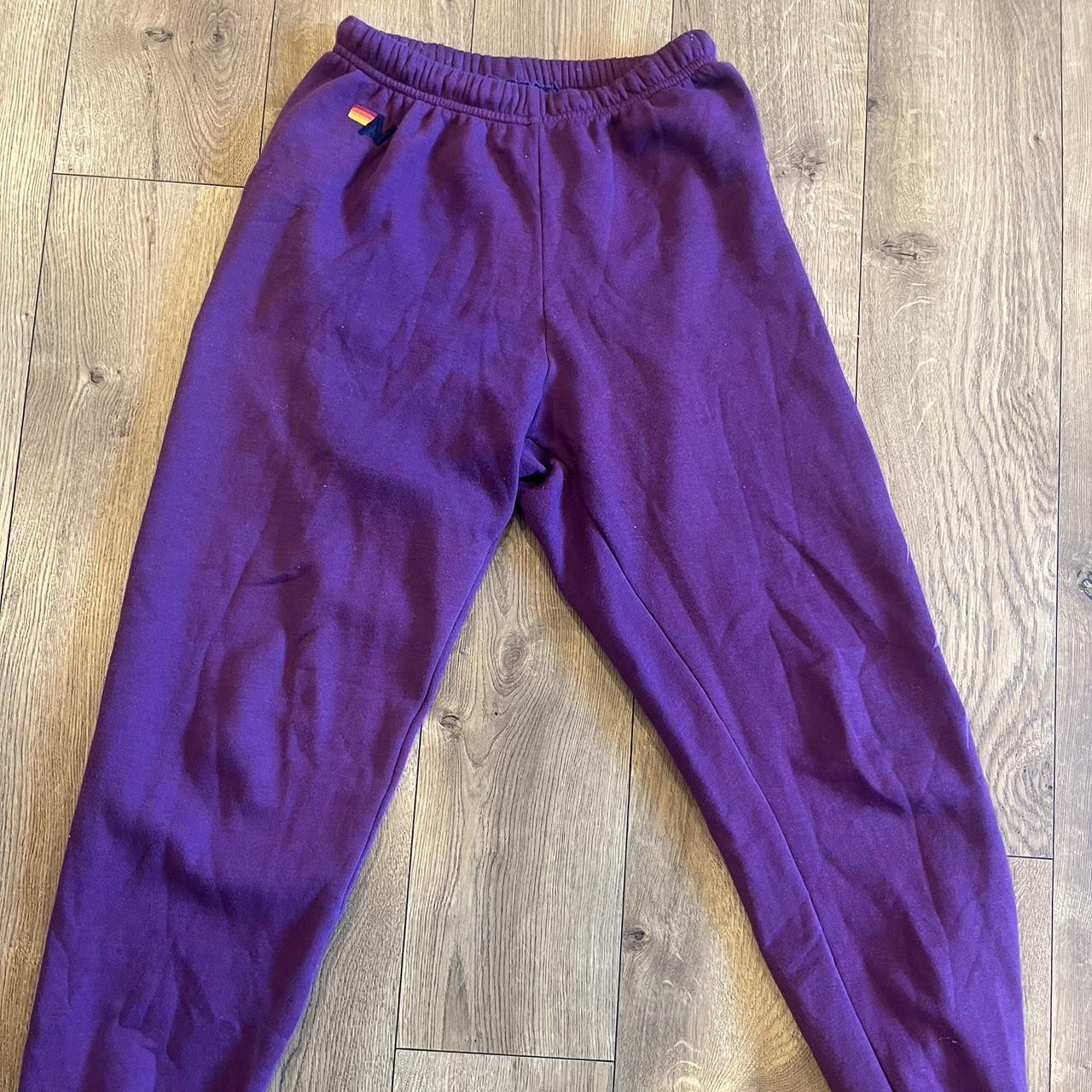 purple lightning bolt aviator nation sweats pants... - Depop