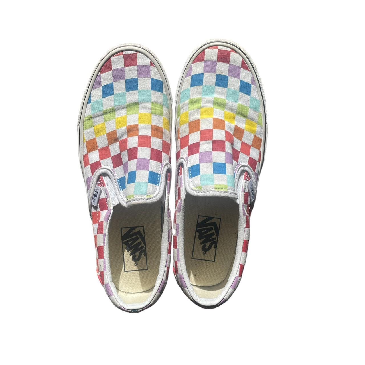 *CLASSIC SLIP ON* Rainbow checkered vans Barely... - Depop