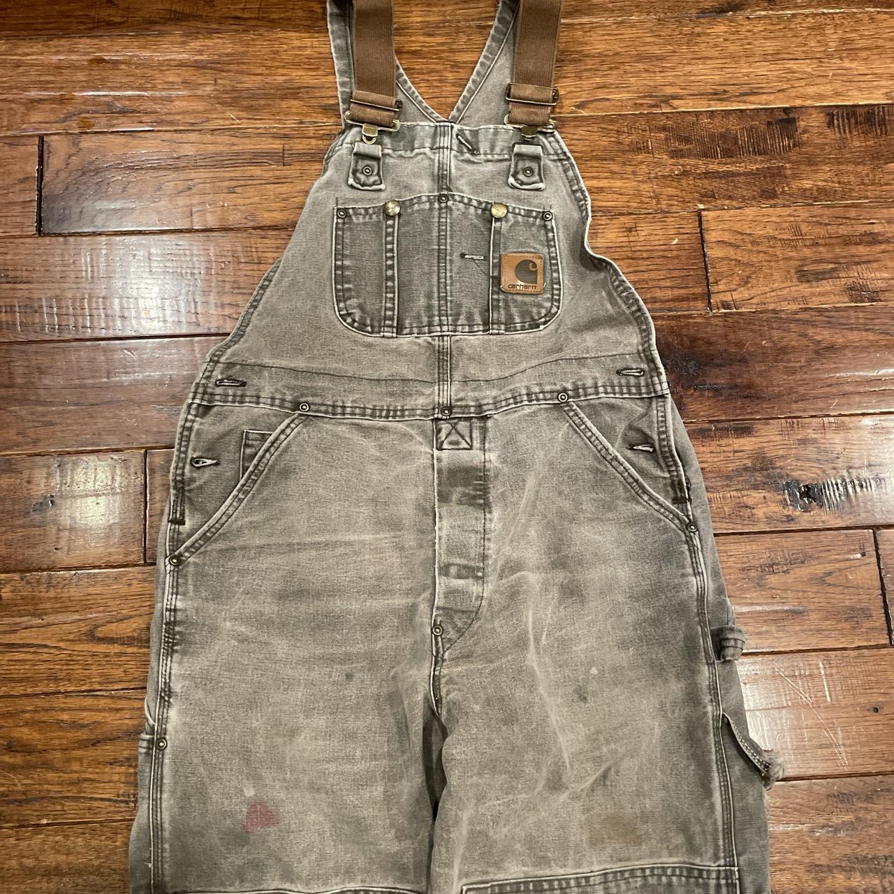 Vintage Faded Brown Carhartt Overalls Amazing... - Depop