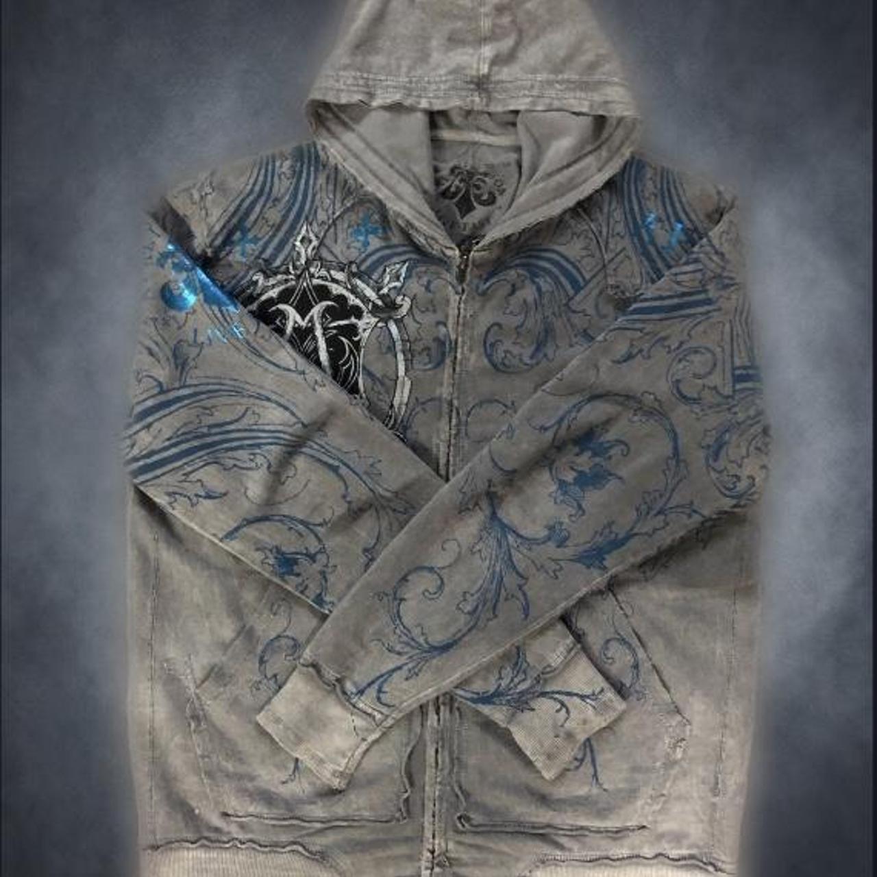 XL affliction grunge y2k style zip up jacket, cool... - Depop