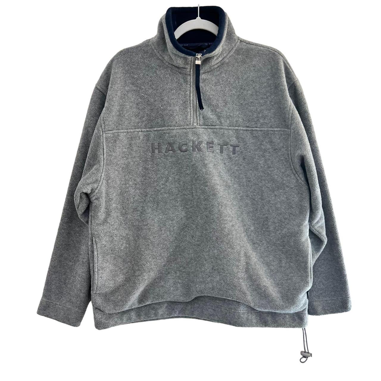 HACKETT LONDON Men's size L Grey Quarter zip Fleece... - Depop