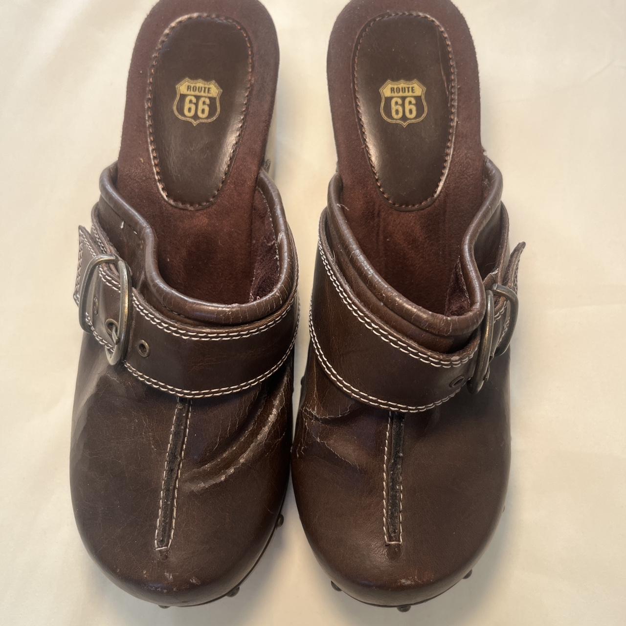 Route 66 Brown Platform Clogs - Size 8 - signs of... - Depop