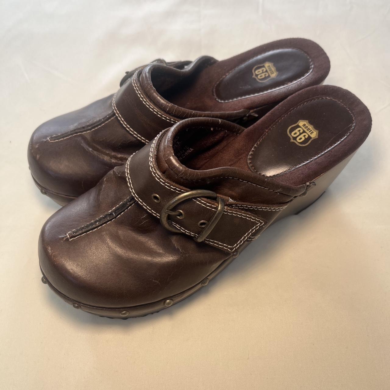 Route 66 Brown Platform Clogs - Size 8 - signs of... - Depop