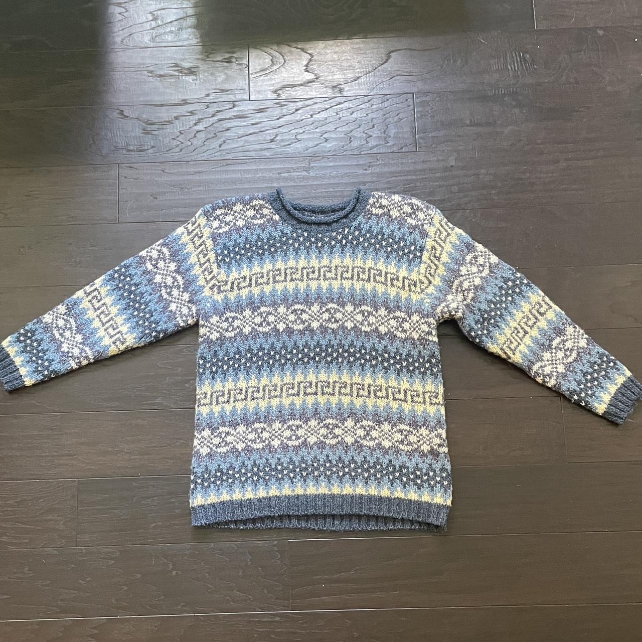 Hasting & Smith blue and cream sweater - Depop