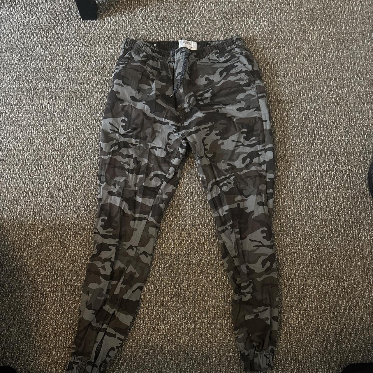 Grey and black camo Free Planet cargo pants •Barely... | Depop