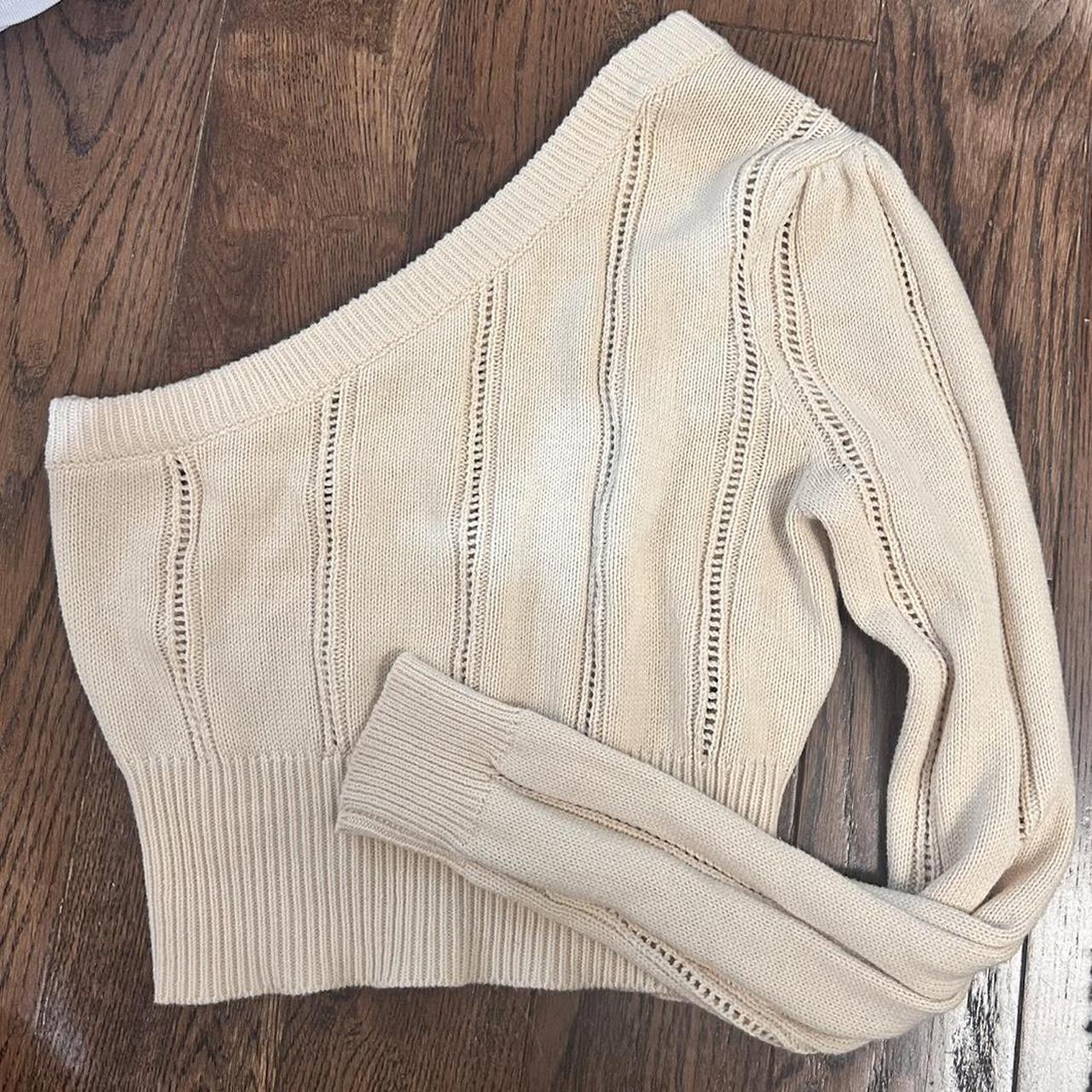 Super cute cream one arm sweater. Unique piece! Size... | Depop