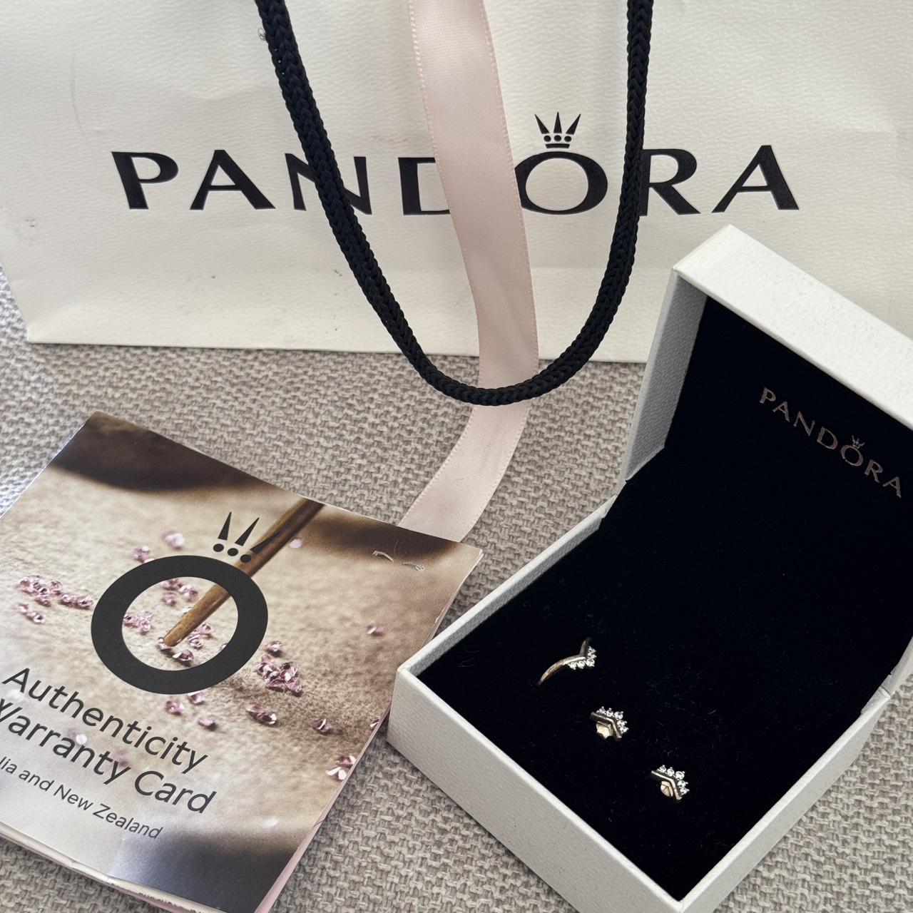 Pandora - Tiara wishbone ring and studs - sliver... | Depop