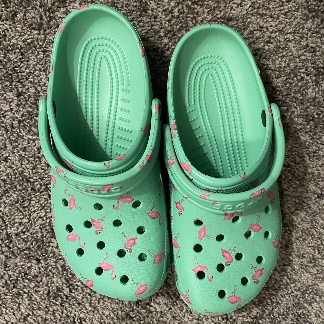 Flamingo Crocs - never worn - W9/M7 - Depop