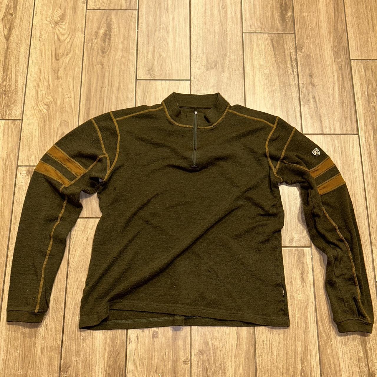 Kuhl 100% merino wool half zip P2P-19 inch T2B-22... - Depop