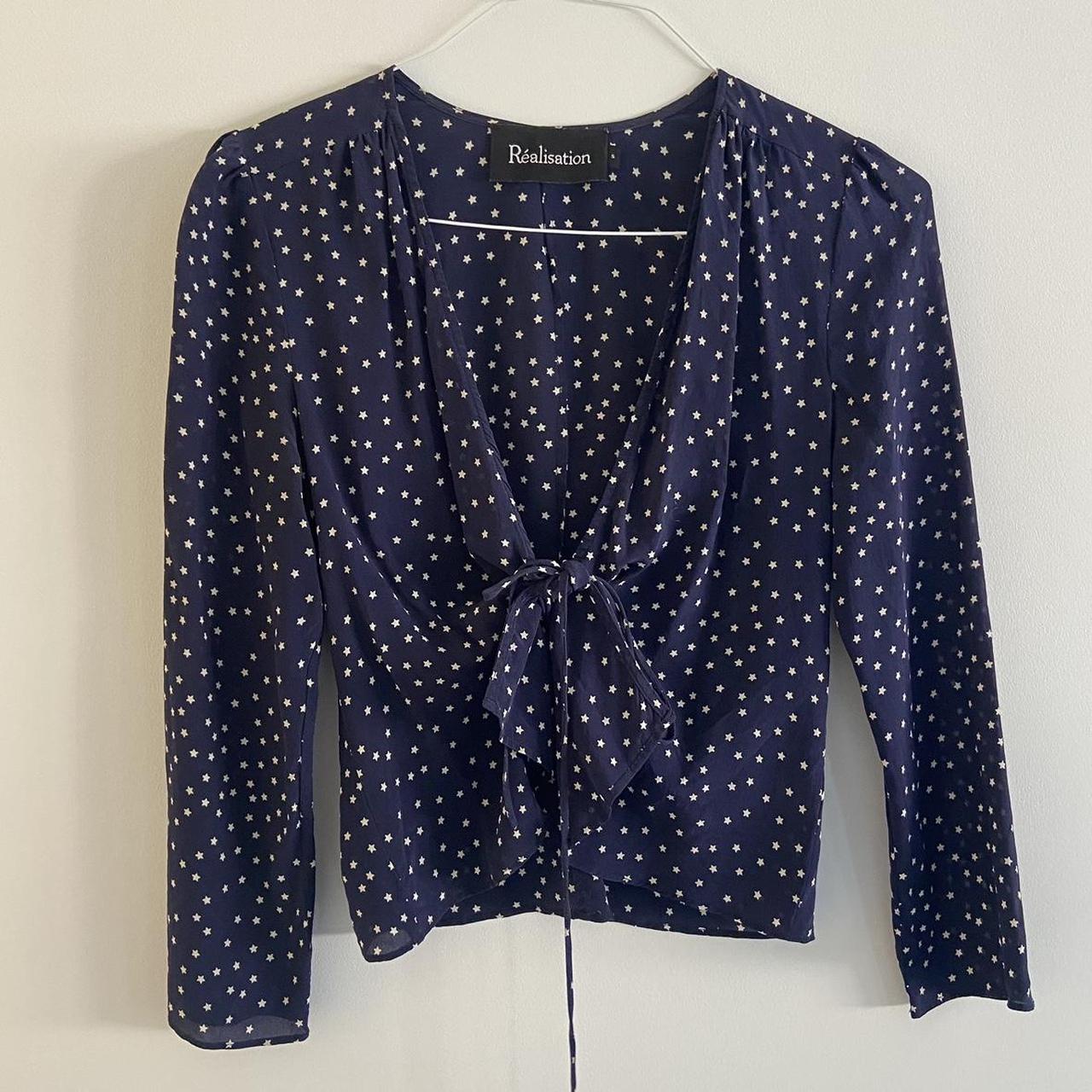 Realisation Par top - navy star print - Depop