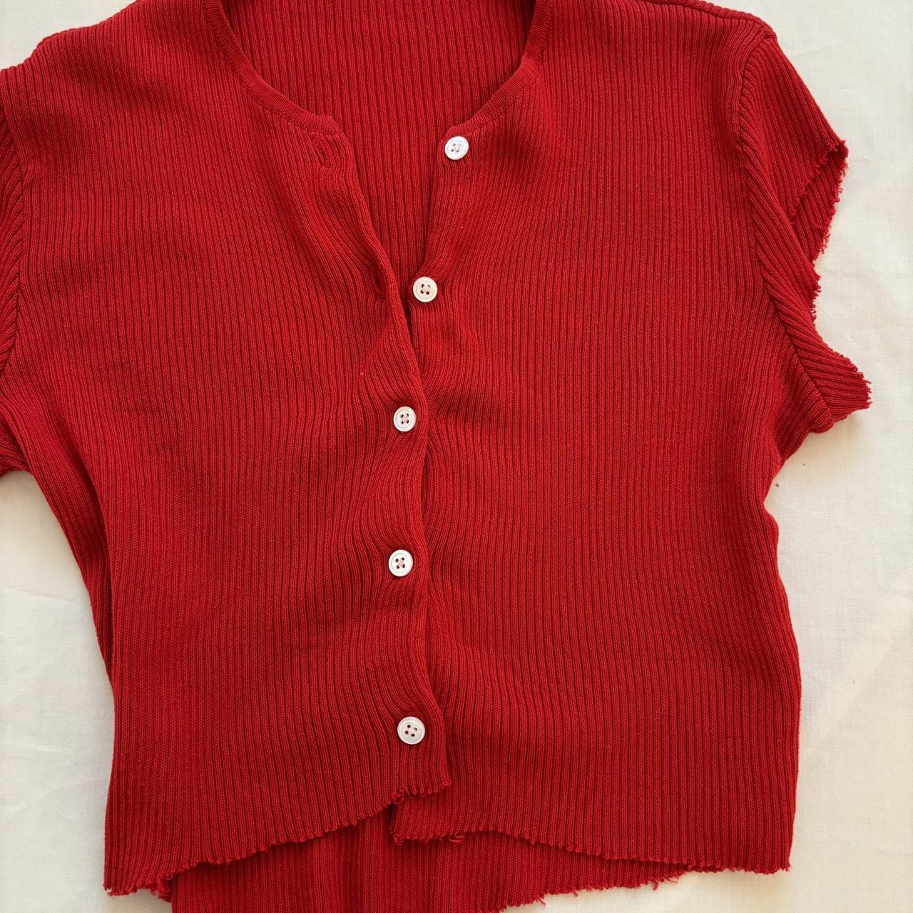 cute red button up top, has no tags b fits like size... - Depop