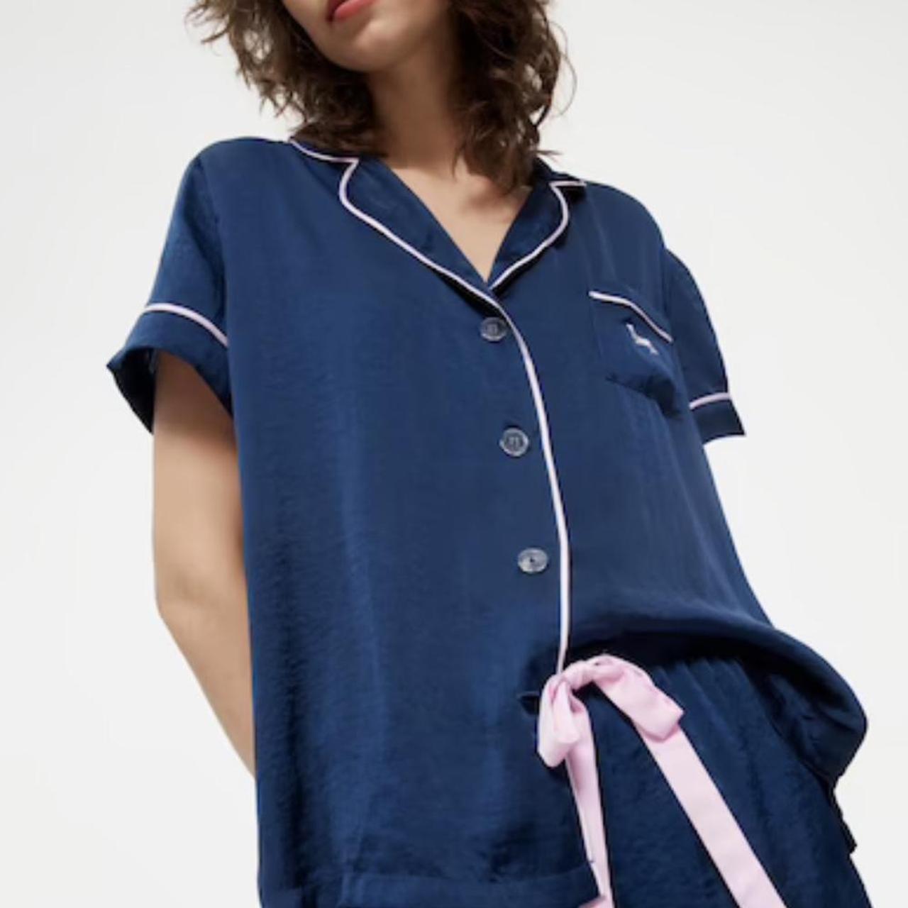 Peter Alexander navy satin kids pj set Kids size 12... - Depop