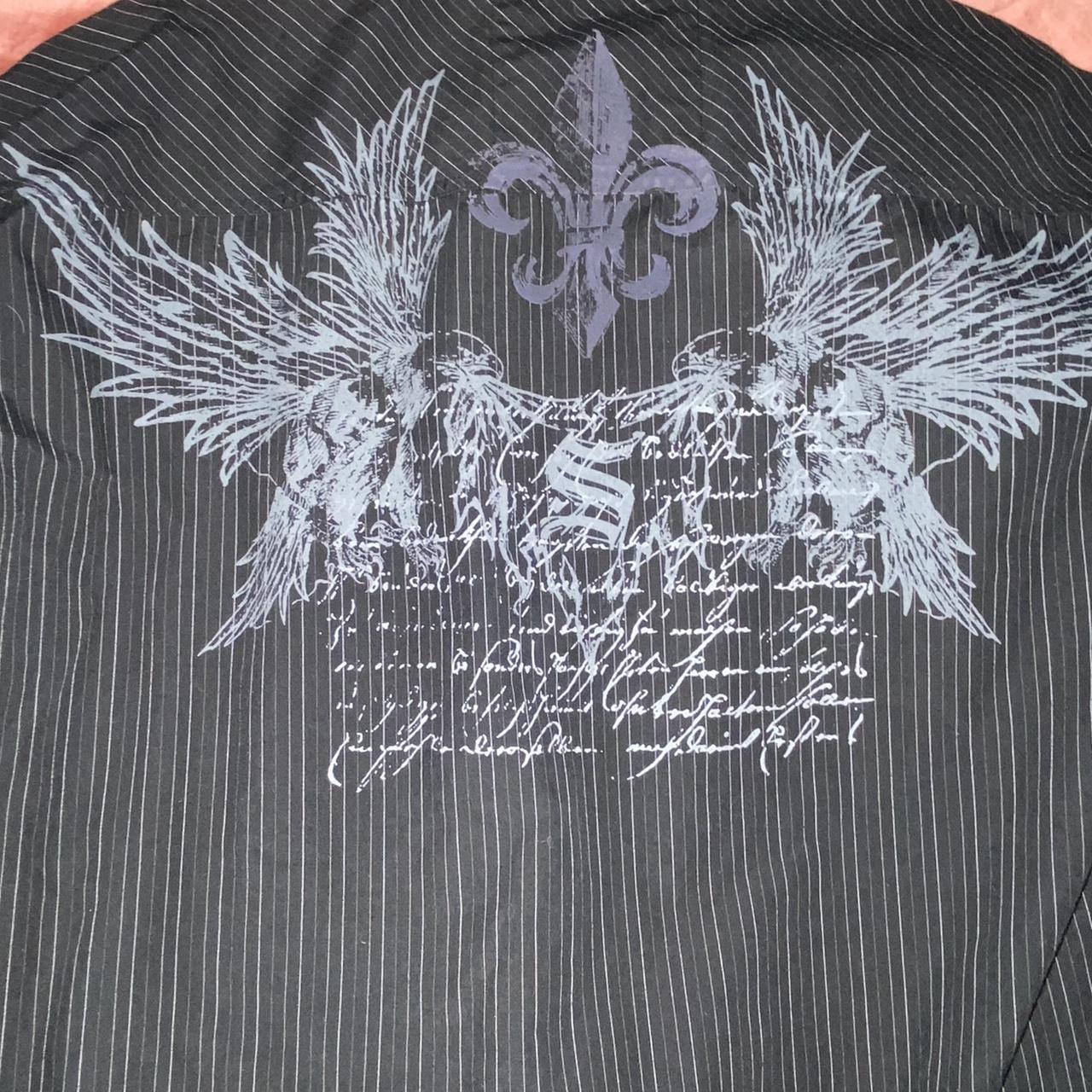 2xl red level nine button up w cool design on back... - Depop